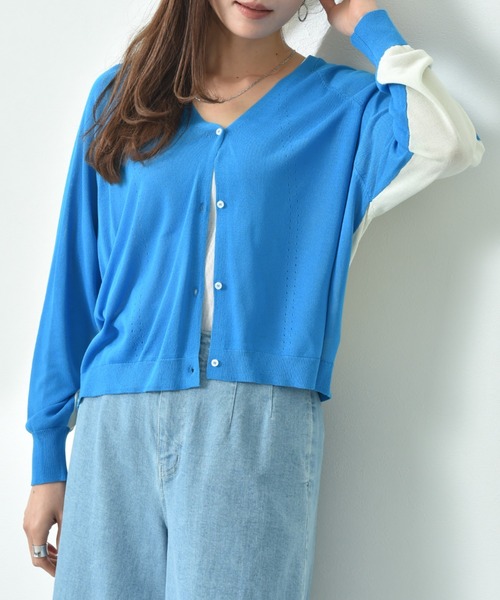 INTERPLANET カーディガン 「UV加工・ウォッシャブル」バイカラーVネックカーディガン レディース : ZOZOTOWN Yahoo!店 - 通販 - Yahoo!ショッピング