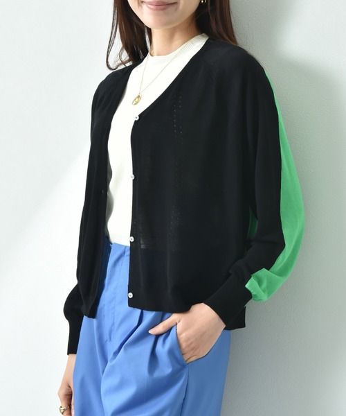 INTERPLANET カーディガン 「UV加工・ウォッシャブル」バイカラーVネックカーディガン レディース : ZOZOTOWN Yahoo!店 - 通販 - Yahoo!ショッピング