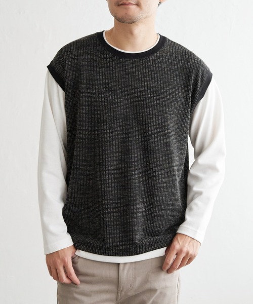 ikka tシャツ ビッグワッフルフェイクベストロンT メンズ : ZOZOTOWN Yahoo!店 - 通販 - Yahoo!ショッピング