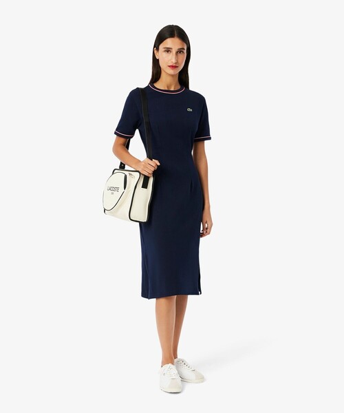 LACOSTE（ラコステ） ワンピース 配色ラインドリブTシャツドレス