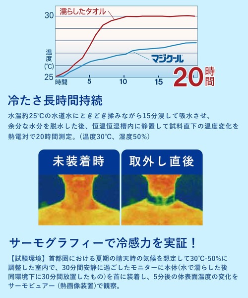 HATMIKKE 「冷たさダントツ！」 MAGI COOL マジクール 冷感持続スカーフ 無地 / 熱中症対策 水だけ簡単冷却 約20時間冷感 ...