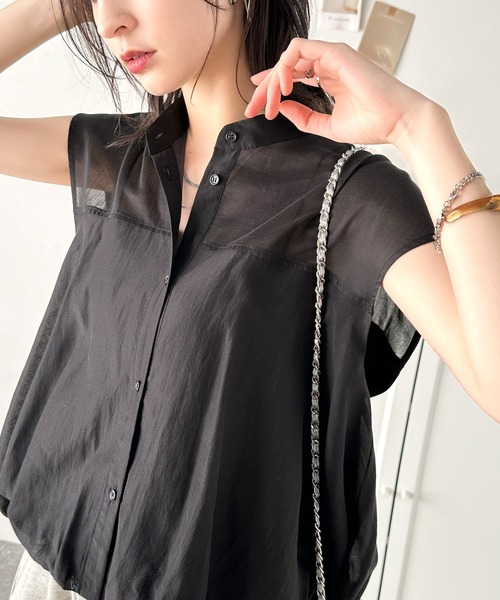 classicalelf（クラシカルエルフ） ブラウス シャツ 上品な透け感と愛らしさを演出する。シアーバルーンクロップドブラウス(レディース) レディース : ZOZOTOWN Yahoo ...