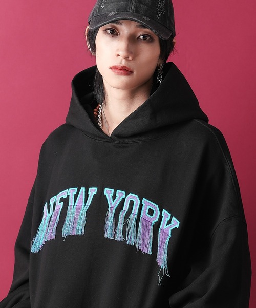 ankoROCK パーカー a.p.o.v. -ankoROCK's select- ニューヨークフリンジミックス刺繍ロゴスウェットプルオーバーパーカー / スエット : ZOZOTOWN ...