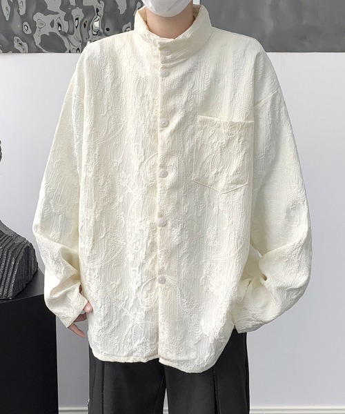 シャツ 「FVLMEN」paisley flower emboss collarless longsleeve shirt/ペイズリー フラワー エン : ZOZOTOWN Yahoo!店 ...