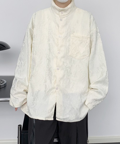 シャツ 「FVLMEN」paisley flower emboss collarless longsleeve shirt/ペイズリー フラワー エン : ZOZOTOWN Yahoo!店 ...