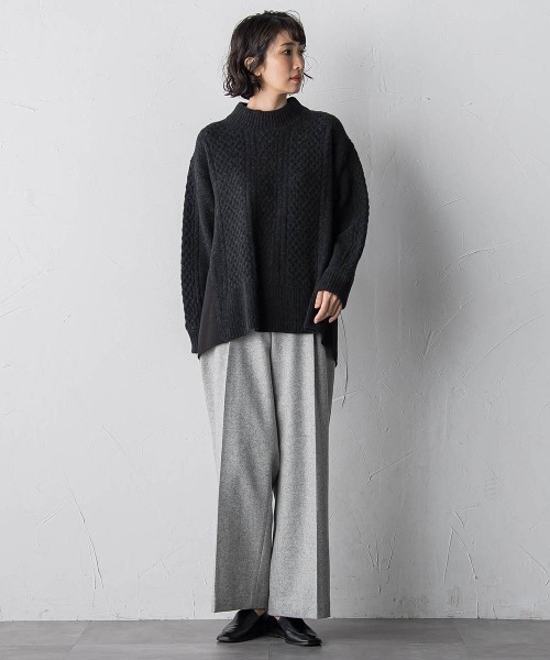 la.f（ラ・エフ） パンツ ウールラメシャンブレーパンツ レディース