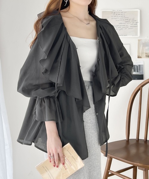 classicalelf ブラウス シャツ 着映えしながらも上品さ漂う。キャンディースリーブフリルブラウス レディース : ZOZOTOWN Yahoo!店 - 通販 - Yahoo!ショッピング