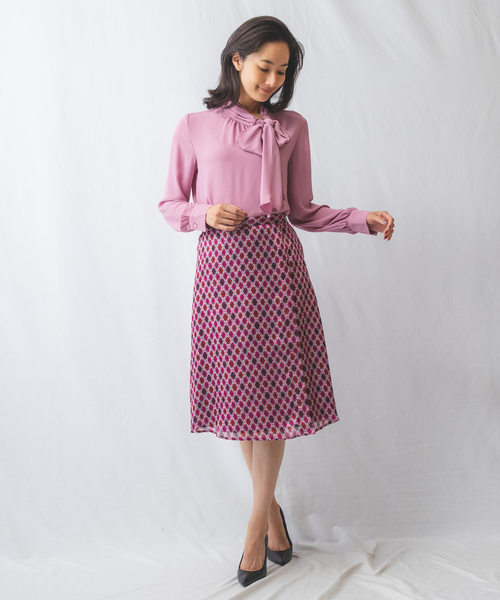 NARACAMICIE（ナラカミーチェ） スカート アーガイルシフォンミディ丈