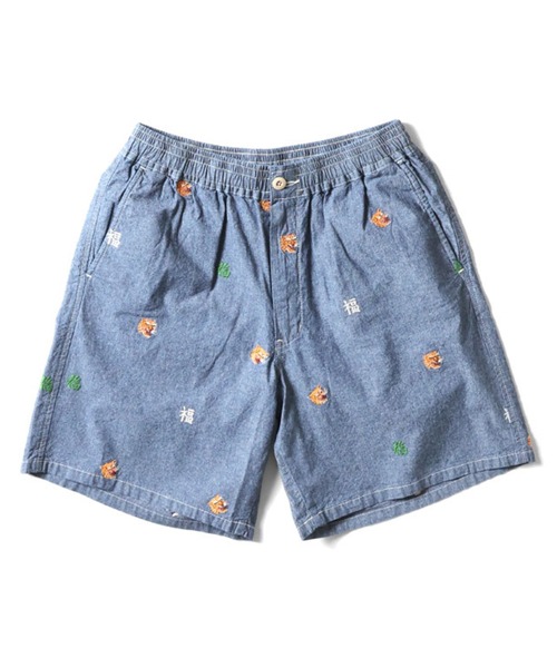 HOUSTON パンツ ヒューストン CHAMBRAY ALLOVER EMB EASY SHORTS シャンブレー 虎 福 総柄刺繍 イージーショー : ZOZOTOWN Yahoo!店 ...
