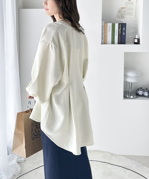 Yahoo!オークション - 「classicalelf」 長袖ブラウス MEDIUM ネイビー...