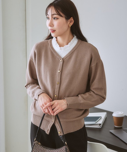 7days Life Styling 「7days Styling」 「Flow and Fixture」ニットカーディガン S グレイッシュベージュ レディース : ZOZOTOWN ...