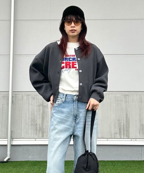 RODEO CROWNS WIDE BOWL 「RODEO BOWL」 ニットカーディガン MEDIUM チャコールグレー レディース ...