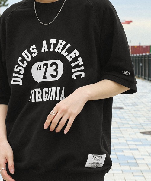 DISCUS ATHLETIC トレーナー スウェット ATHLETIC/ディスカス アスレチック VIRGINIA 1973 カレッジロゴ フレンチテリーラグラン半袖 : ZOZOTOWN ...
