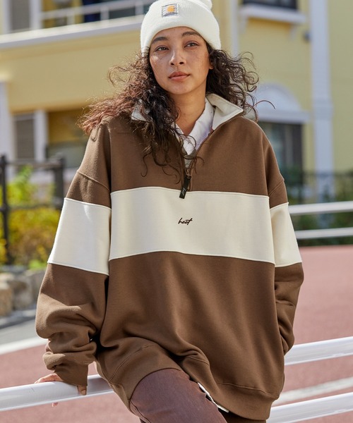 スウェット 「HECT」Big Panel Switching Half Zip Sweatshirt / ビッグシルエットパネル切替ハーフジップス :77467271:ZOZOTOWN ...