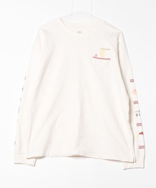 Design Tshirts Store graniph 「Design graniph」 長袖カットソー L ベージュ レディース ...