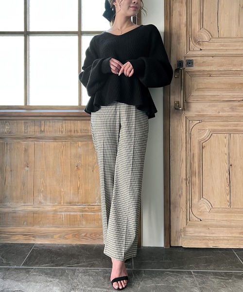 Yahoo!オークション - 「JUNOAH」 Vネックニット FREE グレイッシュベ...