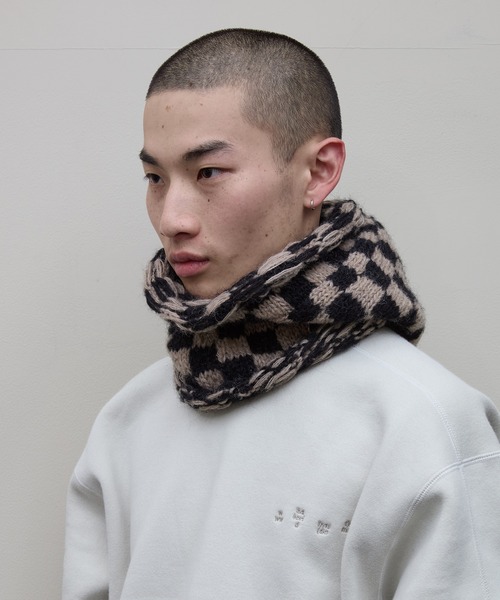 ニット帽 ニットキャップ 「BAL（バル）/2024秋冬」CHECKERED HAND KNIT BALACLAVA メンズ レディース ...