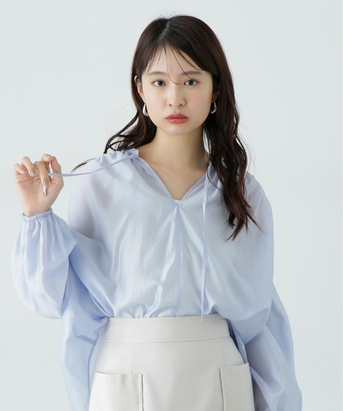 N.Natural Beauty Basic ブラウス シャツ シアーフロントリボンブラウス レディース : ZOZOTOWN Yahoo!店 - 通販 - Yahoo!ショッピング