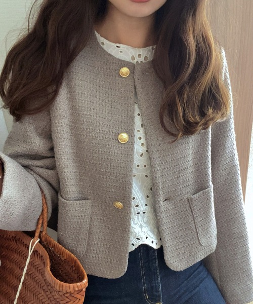 LAUIR 「LAUIR」 ツイードジャケット LARGE モカ レディース : ZOZOTOWN Yahoo!店 - 通販 - Yahoo!ショッピング