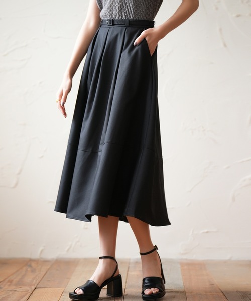 SAISON DE PAPILLON（セゾンドパピヨン） スカート ベルト付きボックスプリーツスカート : ZOZOTOWN Yahoo!店 - 通販 - Yahoo!ショッピング