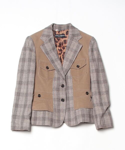 DOLCE&GABBANA（ドルチェ & ガッバーナ） チェック柄テーラードジャケット 42 ベージュ レディース : ZOZOTOWN Yahoo!店 - 通販 - Yahoo!ショッピング