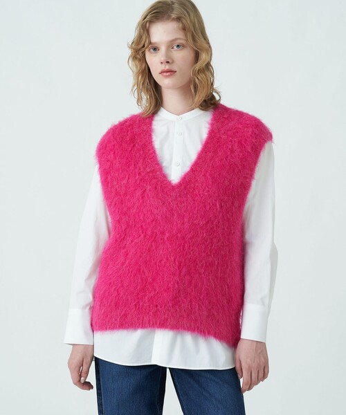 Yahoo!オークション - 「MACPHEE」 Vネックニット S ピンク レディース