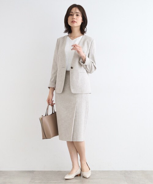 INDIVI スーツ 「洗える／日本製／SETUP可能」サマーツィードノーカラージャケット レディース : ZOZOTOWN Yahoo!店 ...