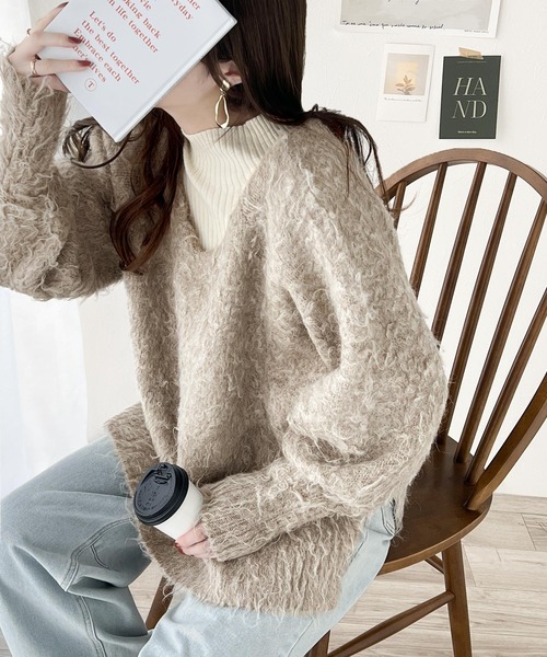 classicalelf 「classicalelf」 Vネックニット X-LARGE グレイッシュベージュ レディース : ZOZOTOWN Yahoo!店 - 通販 - Yahoo!ショッピング