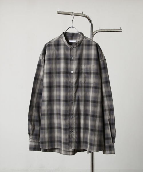 ZIP FIVE シャツ 「ZIP FIVE」 CVCブロード 長袖 バンドカラー チェック ＆ ストライプ オーバーサイズ メンズ レディース : ZOZOTOWN Yahoo!店 - 通販 ...