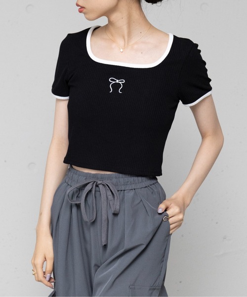 SETUP7（セットアップセブン） ブラウス シャツ 「SETUP7」刺繍リボンバイカラー 半袖Tシャツ SCCH595 レディース : ZOZOTOWN Yahoo!店 - 通販 ...