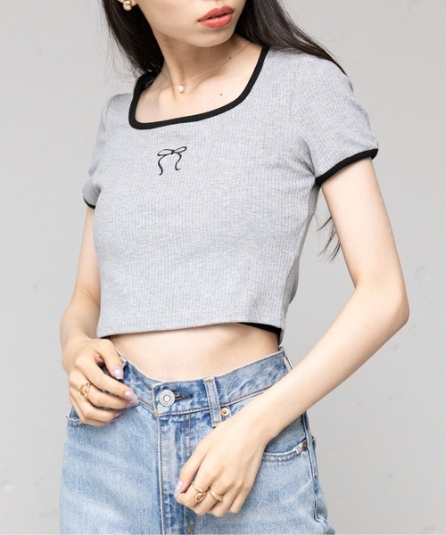 SETUP7（セットアップセブン） ブラウス シャツ 「SETUP7」刺繍リボンバイカラー 半袖Tシャツ SCCH595 レディース : ZOZOTOWN Yahoo!店 - 通販 ...