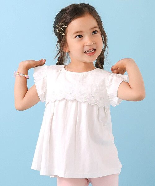 tシャツ Tシャツ 「お揃い」切り替えスカラップ刺しゅう袖フリルTシャツ(80~140cm) キッズ :84459342:ZOZOTOWN Yahoo!店 - 通販 - Yahoo!ショッピング