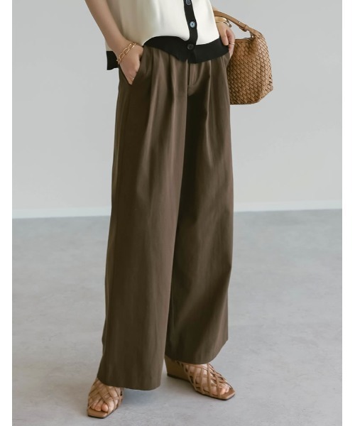 パンツ レディース 「2024 SUMMER PRE ORDER」「低身長/高身長サイズ有」コットンツイルダブルタックルーズパンツ ...