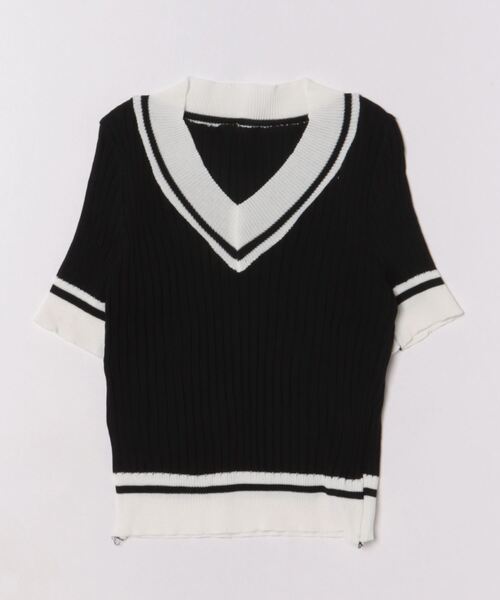 SETUP7 ニット セーター 「SETUP7」クロップドバイカラーVネック半袖ニット SCCH595 レディース : ZOZOTOWN Yahoo!店 - 通販 - Yahoo!ショッピング