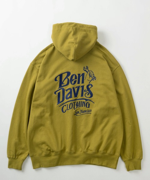 BEN DAVIS（ベンデイビス） パーカー 「BEN DAVIS/ベンデイビス」ルードテイストロゴ ワンポイント＆バックBIG刺繍デザイン ...