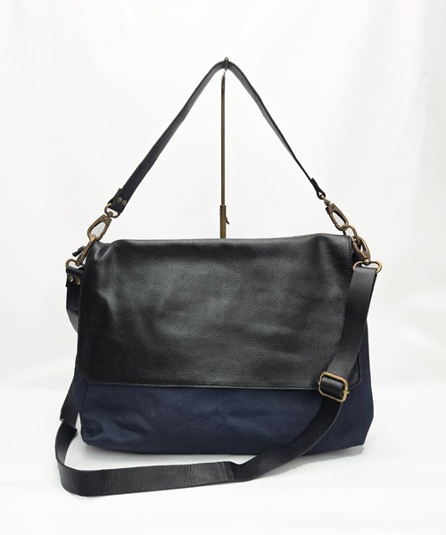 BICASH（ビカーシ） ショルダーバッグ 「BICASH/ビカーシ」2WAYキャンバス×レザーショルダーバッグ/#B852F メンズ ...