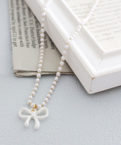 tiny ネックレス パール風リボンネックレス「tiny tiny(ティニーティニー)」 レディース : ZOZOTOWN Yahoo!店 ...