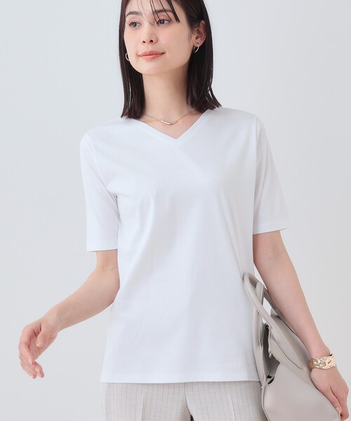 INDIVI（インディヴィ） tシャツ 「洗える」シンプルVネックTシャツ レディース : ZOZOTOWN Yahoo!店 - 通販 - Yahoo!ショッピング