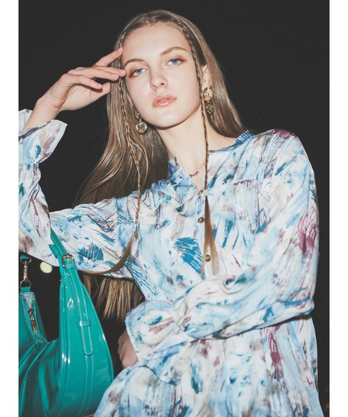 Yahoo!オークション - 「Cheek」 長袖ブラウス MEDIUM ネイビー レディ...