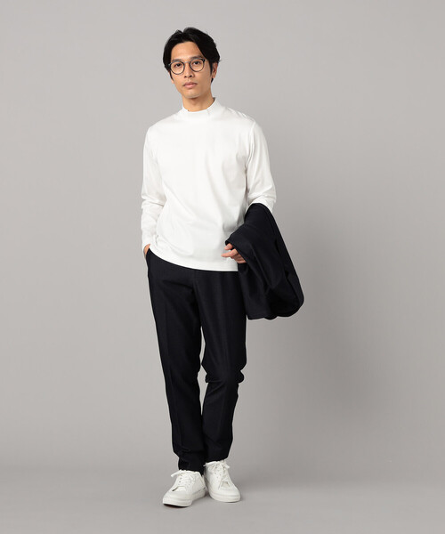 COMME CA MEN（コムサメン） tシャツ シルキーポンチ モックネック長袖