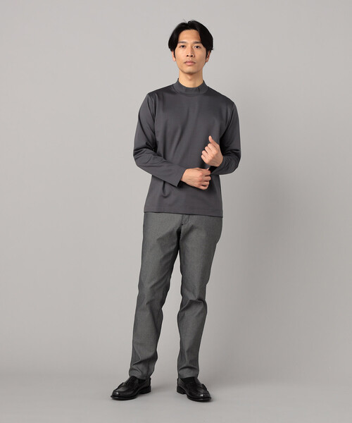 COMME CA MEN（コムサメン） tシャツ シルキーポンチ モックネック長袖