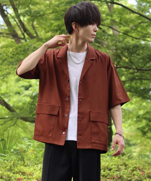 シャツ ブラウス メンズ drape tailored collar Shirt/ドレープ テーラードカラー 半袖シャツ :74196355:ZOZOTOWN Yahoo!店 - 通販 ...
