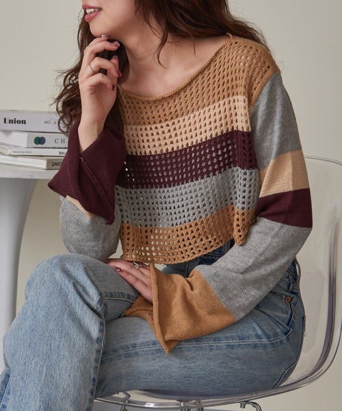 SETUP7 ニット セーター 「SETUP7」ブロックストライプ配色メッシュニット KNF090 レディース : ZOZOTOWN Yahoo!店 - 通販 - Yahoo!ショッピング