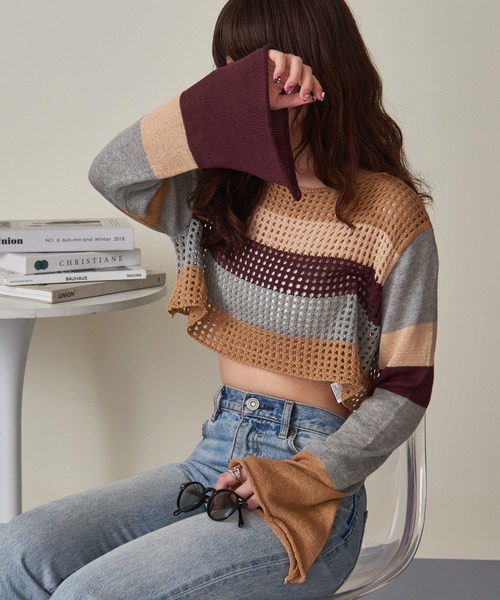 SETUP7 ニット セーター 「SETUP7」ブロックストライプ配色メッシュニット KNF090 レディース : ZOZOTOWN Yahoo!店 - 通販 - Yahoo!ショッピング