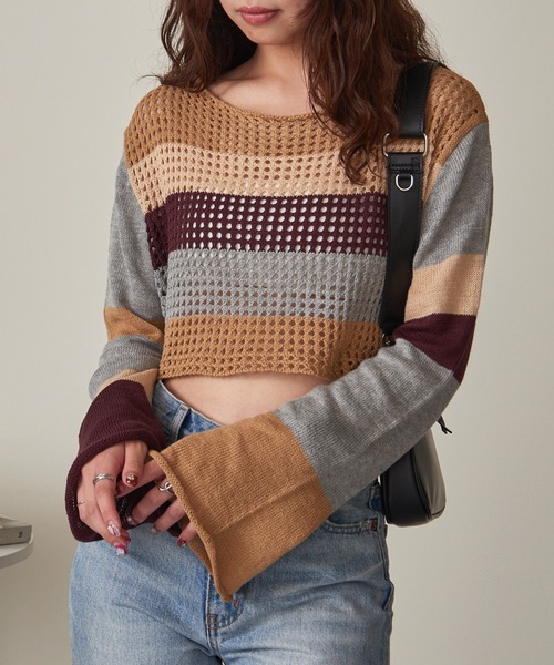 SETUP7 ニット セーター 「SETUP7」ブロックストライプ配色メッシュニット KNF090 レディース : ZOZOTOWN Yahoo!店 - 通販 - Yahoo!ショッピング