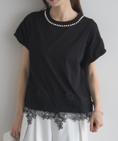 &. NOSTALGIA tシャツ 「ZOZO限定」パールネックレースヘムトップス レディース : ZOZOTOWN Yahoo!店 - 通販 - Yahoo!ショッピング