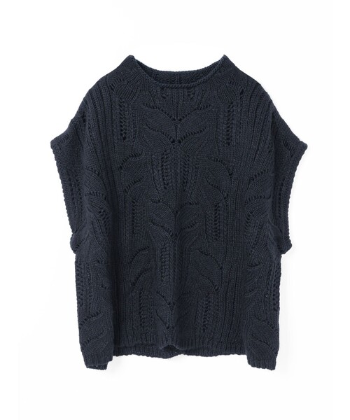 mizuiroind（ミズイロインド） ベスト ジレ シアーケーブル柄ベスト