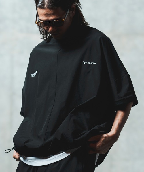 GLIMCLAP tシャツ mt9698- Mini-ripstop nylon fabric short-sleeve pullover T ...