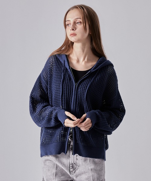 CLEL パーカー 「CLEL」Watermark Knitting Mesh Zip Parka/透かし編み メッシュジップパーカー メンズ レディース : ZOZOTOWN Yahoo!店 ...