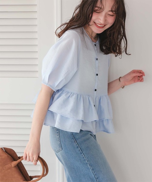 titivate 「titivate」 7分袖ブラウス M ライトブルー レディース : ZOZOTOWN Yahoo!店 - 通販 - Yahoo!ショッピング